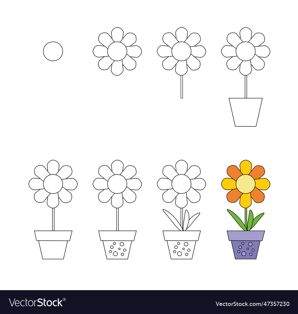 Simple step-by-step drawing tutorial for kids Vector Image