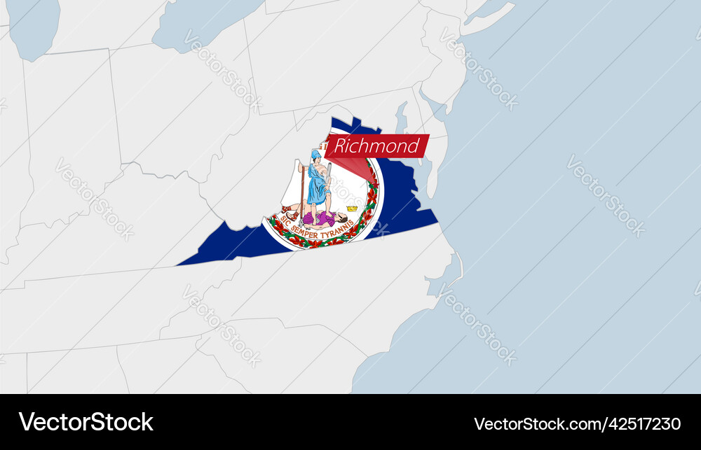Us state virginia map highlighted in virginia Vector Image