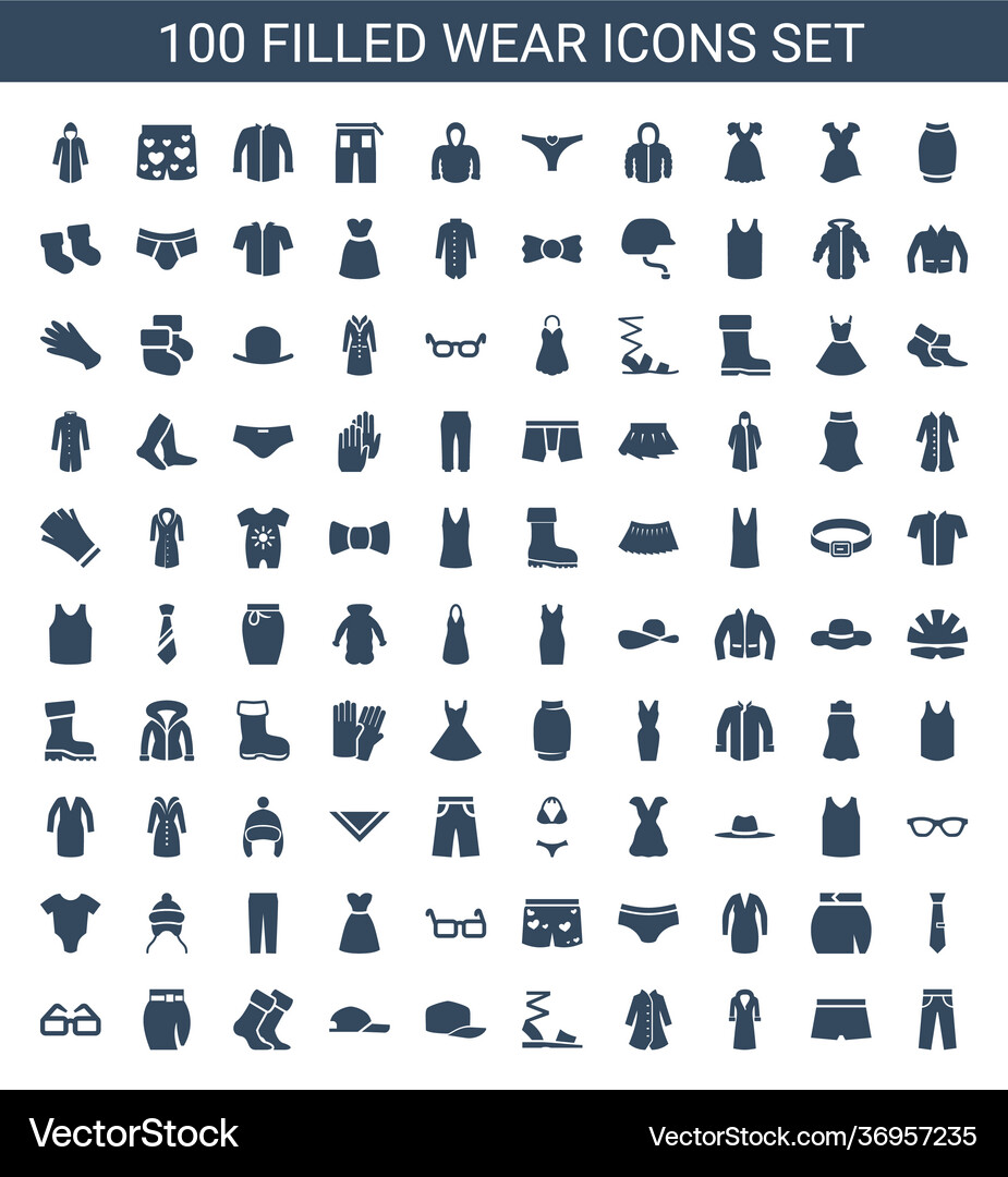 100 wear icons Royalty Free Vector Image - VectorStock