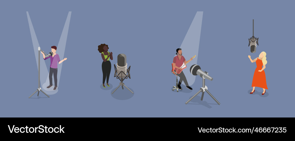 3d isometric flat set of talented singers Vector Image
