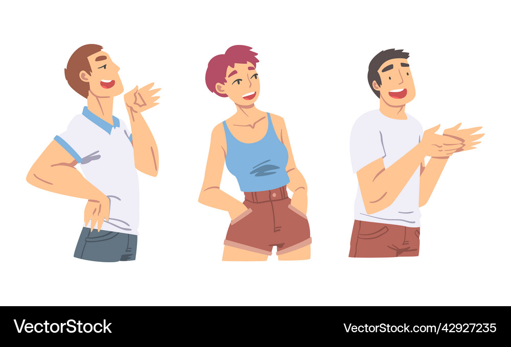 Amused people character talking and laughing Vector Image