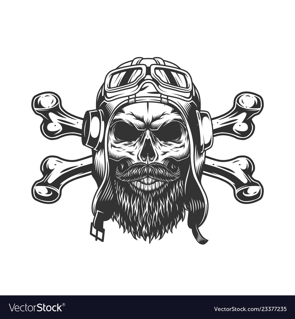 Bearded and mustached military skull Royalty Free Vector Bearded and mustached military skull Royalty Free Vector