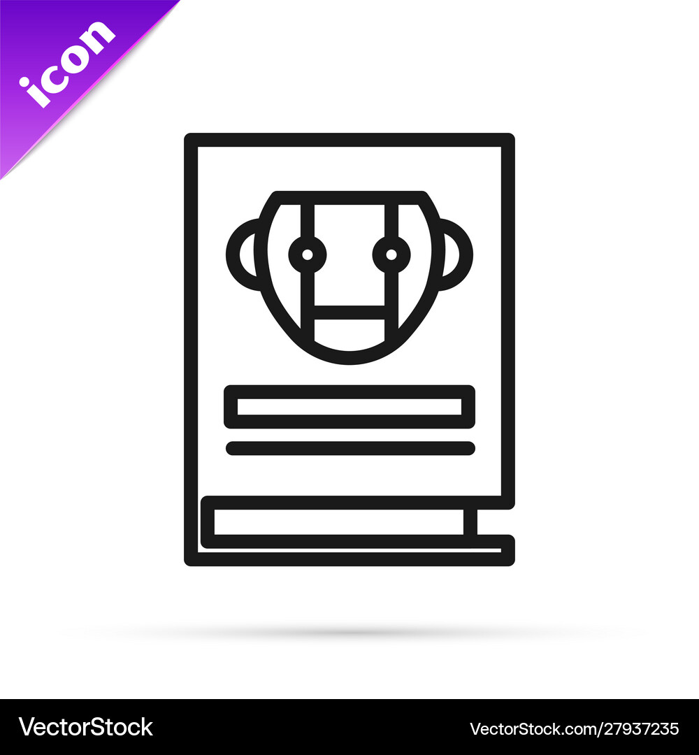 Black line user manual icon isolated on white Vector Image