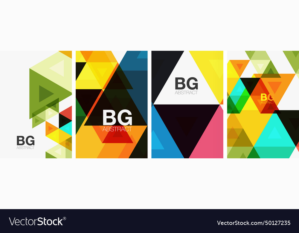 Bright colorful triangle geometric posters Vector Image