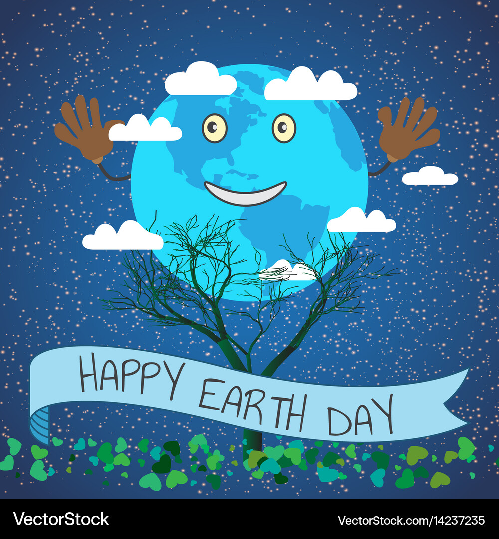 Cartoon for earth day planet Royalty Free Vector Image