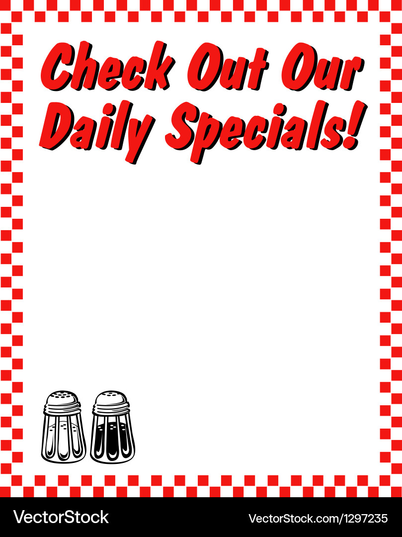 Check out our daily specials Royalty Free Vector Image