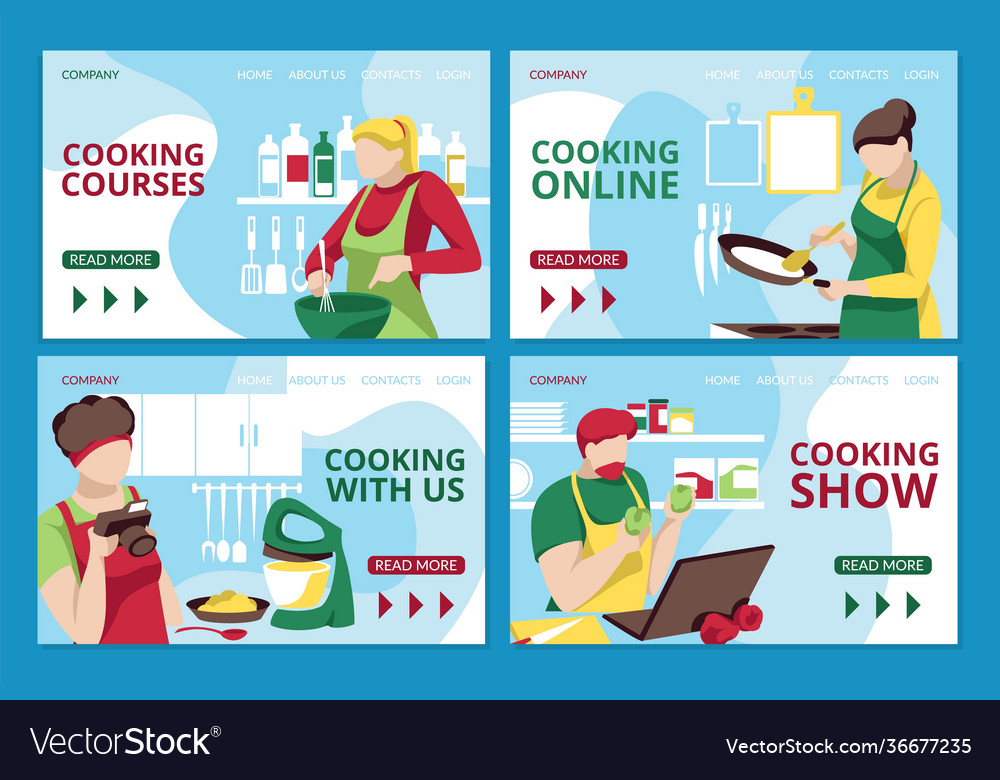 Cooking online culinary course web page Royalty Free Vector