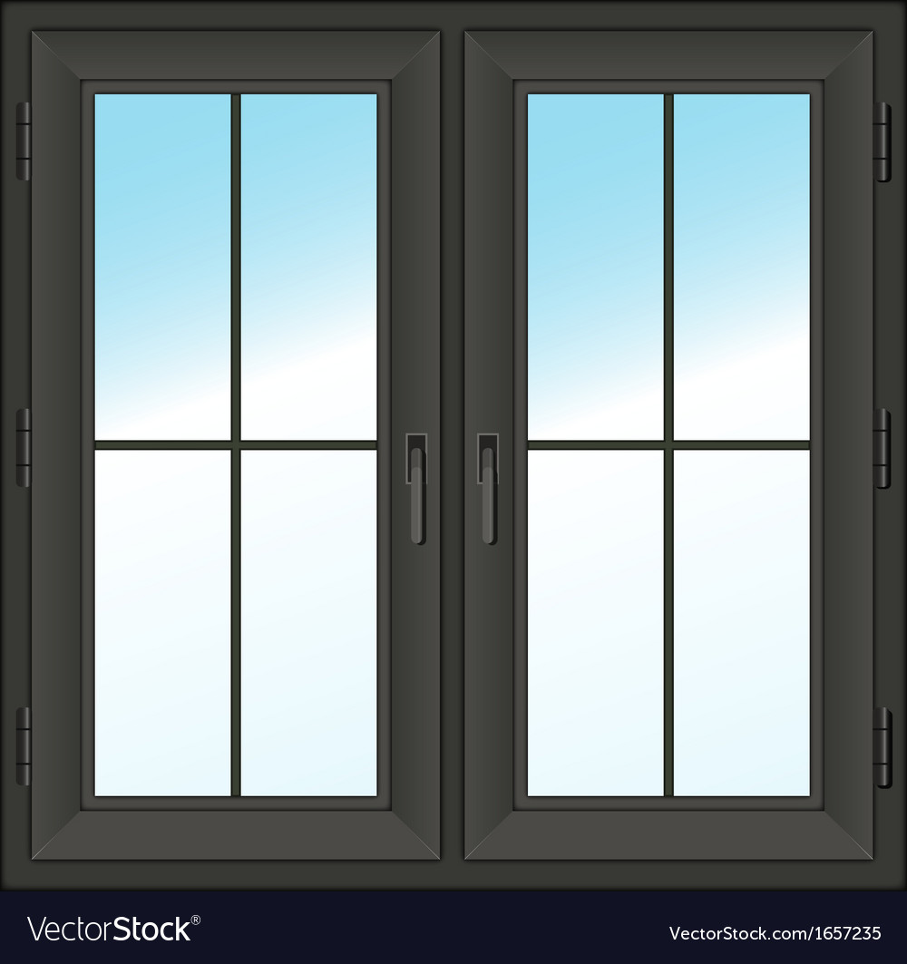 Dark closed double window Royalty Free Vector Image
