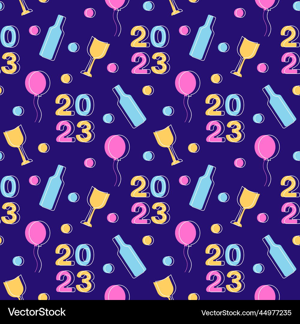 Happy new year 2023 seamless pattern design Vector Image