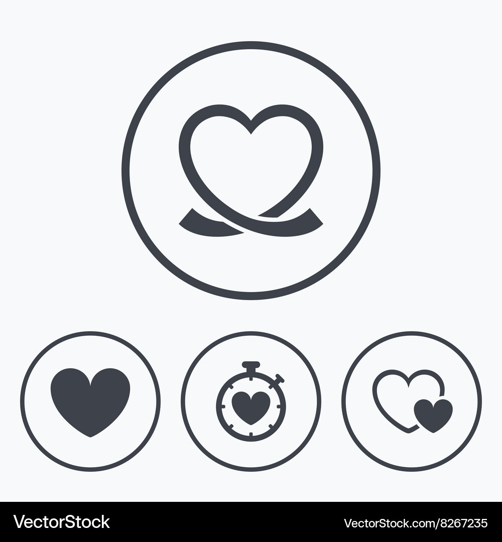 Heart ribbon icon timer stopwatch symbol Vector Image