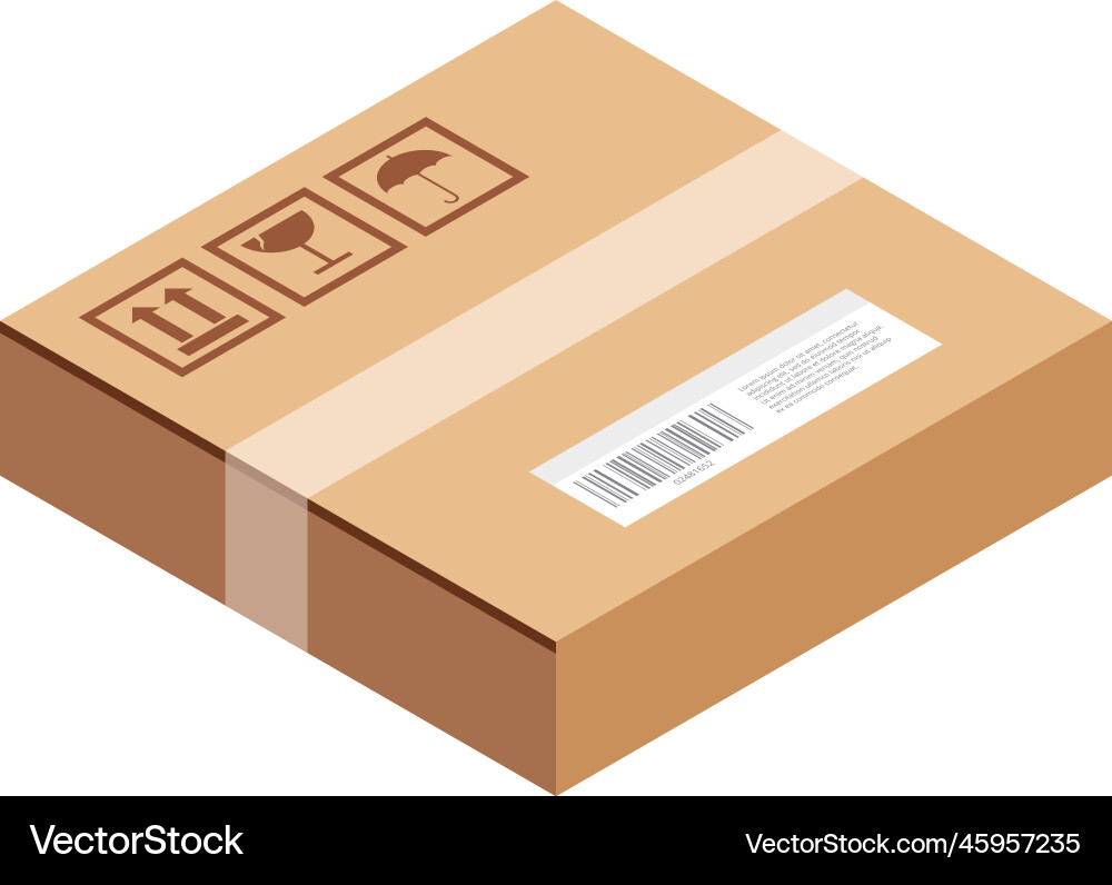 Isometric cargo box icon closed sealed carton Vector Image