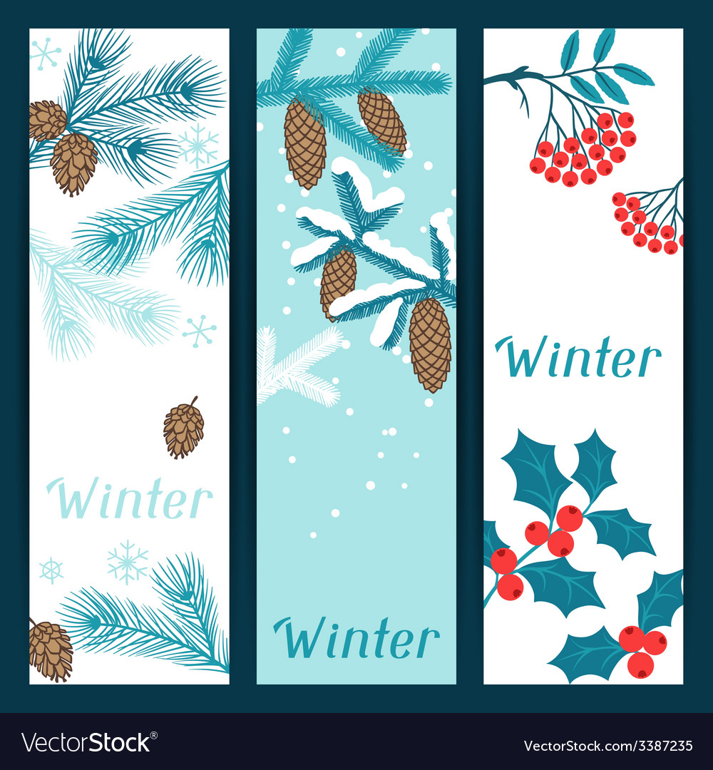 Merry christmas banners with stylized winter Vector Image