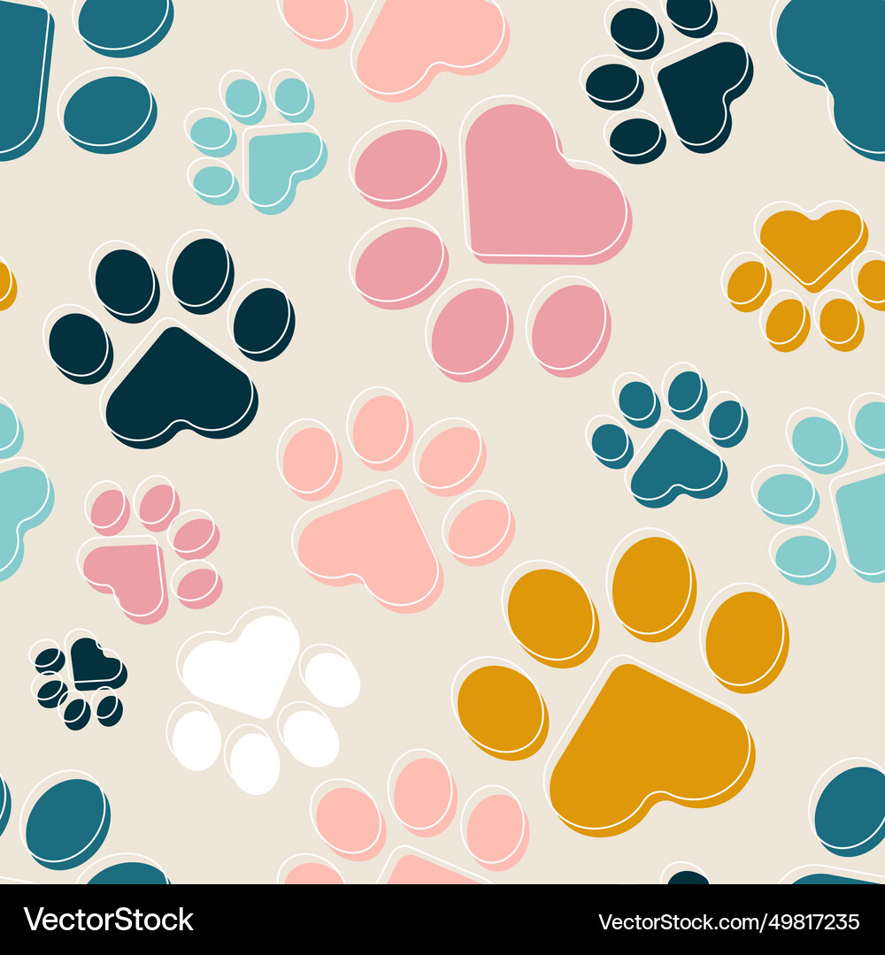 Paws or footprints of cats seamless pattern Vector Image
