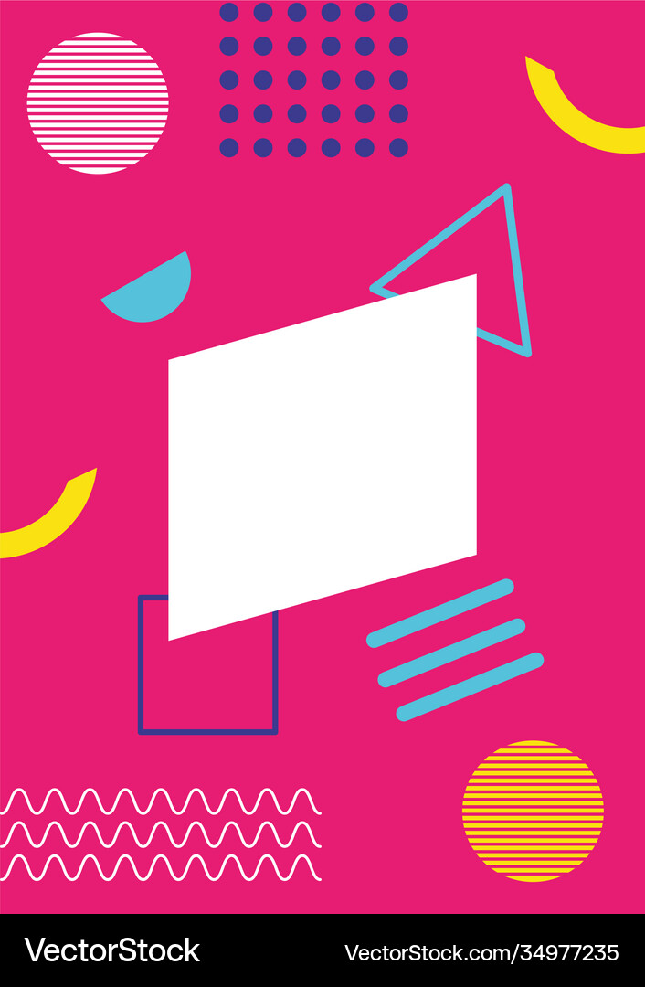 Pink color memphis style background with figures Vector Image
