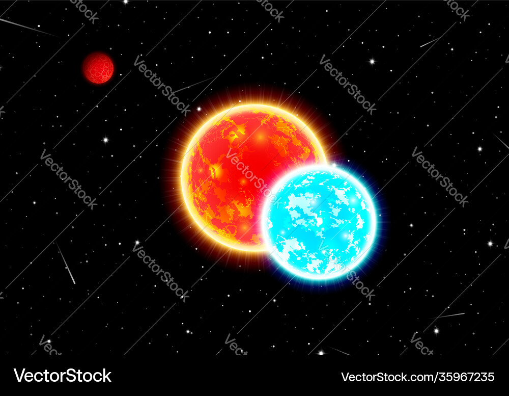 Scenic space landscape with double sun or star Vector Image