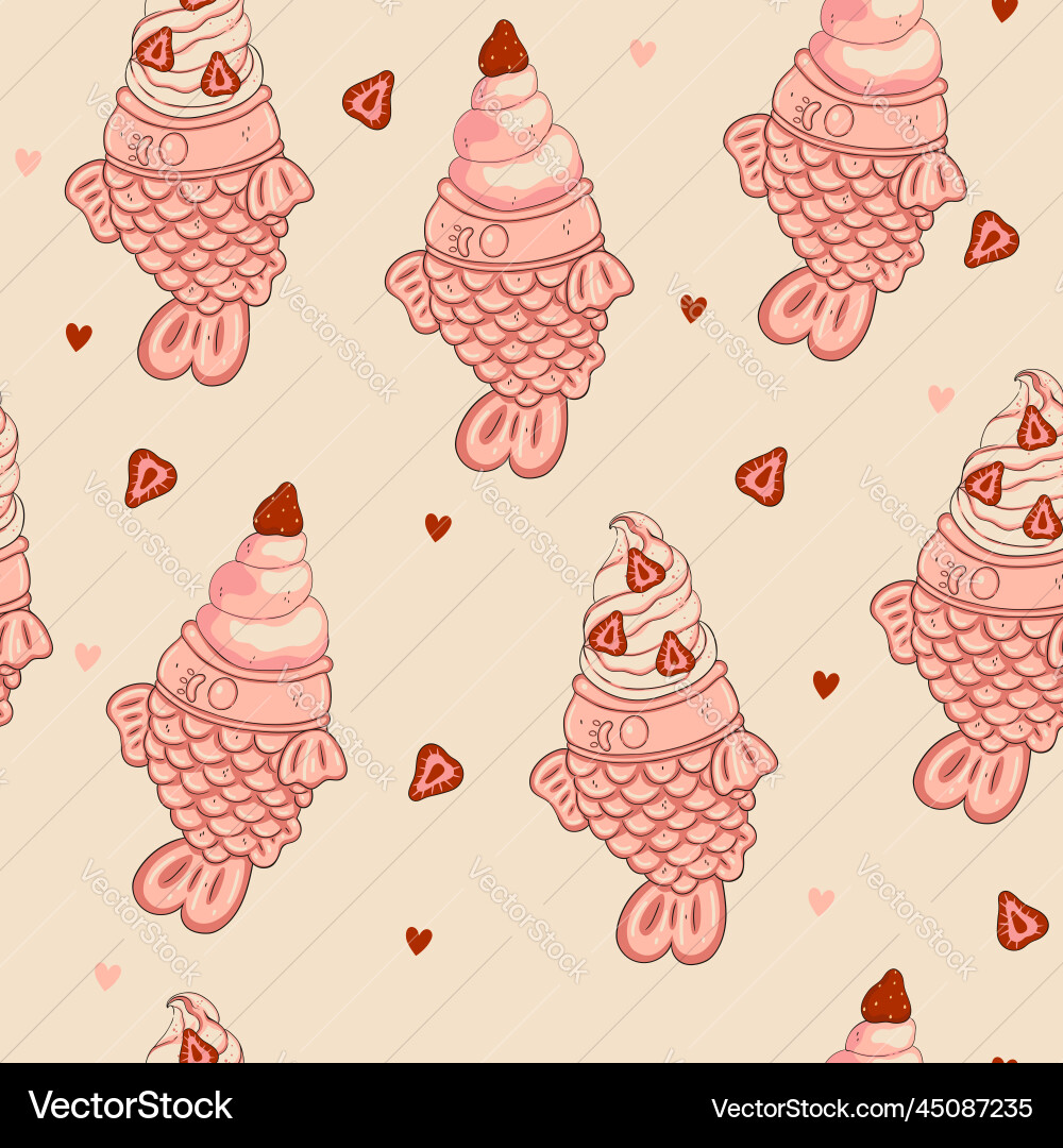 Seamless pattern with strawberry ice cream Vector Image