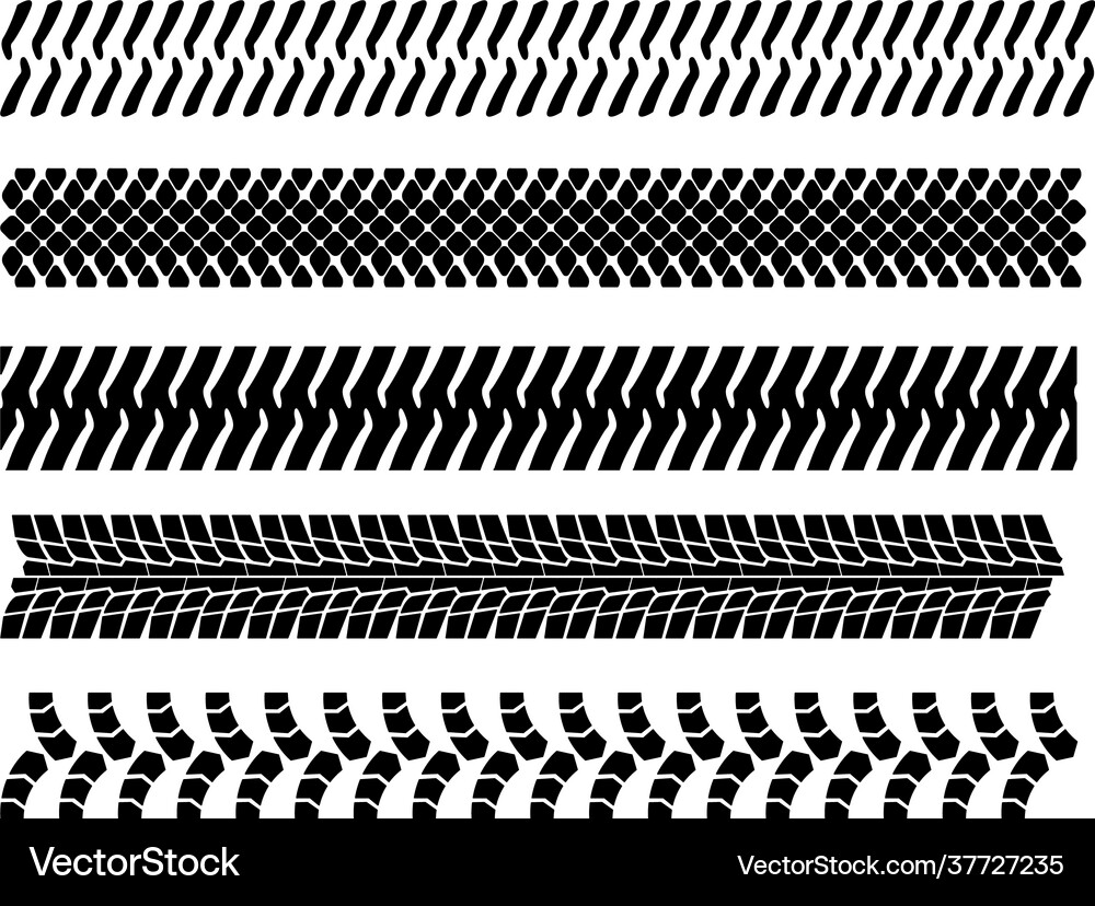 Set detailed tire prints on white background Vector Image