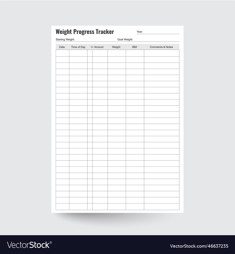 Weight progress tracker Royalty Free Vector Image