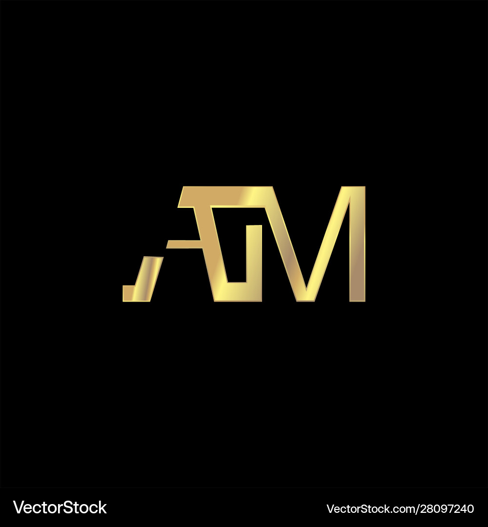 Am monogram logo with gold colors isolated Vector Image