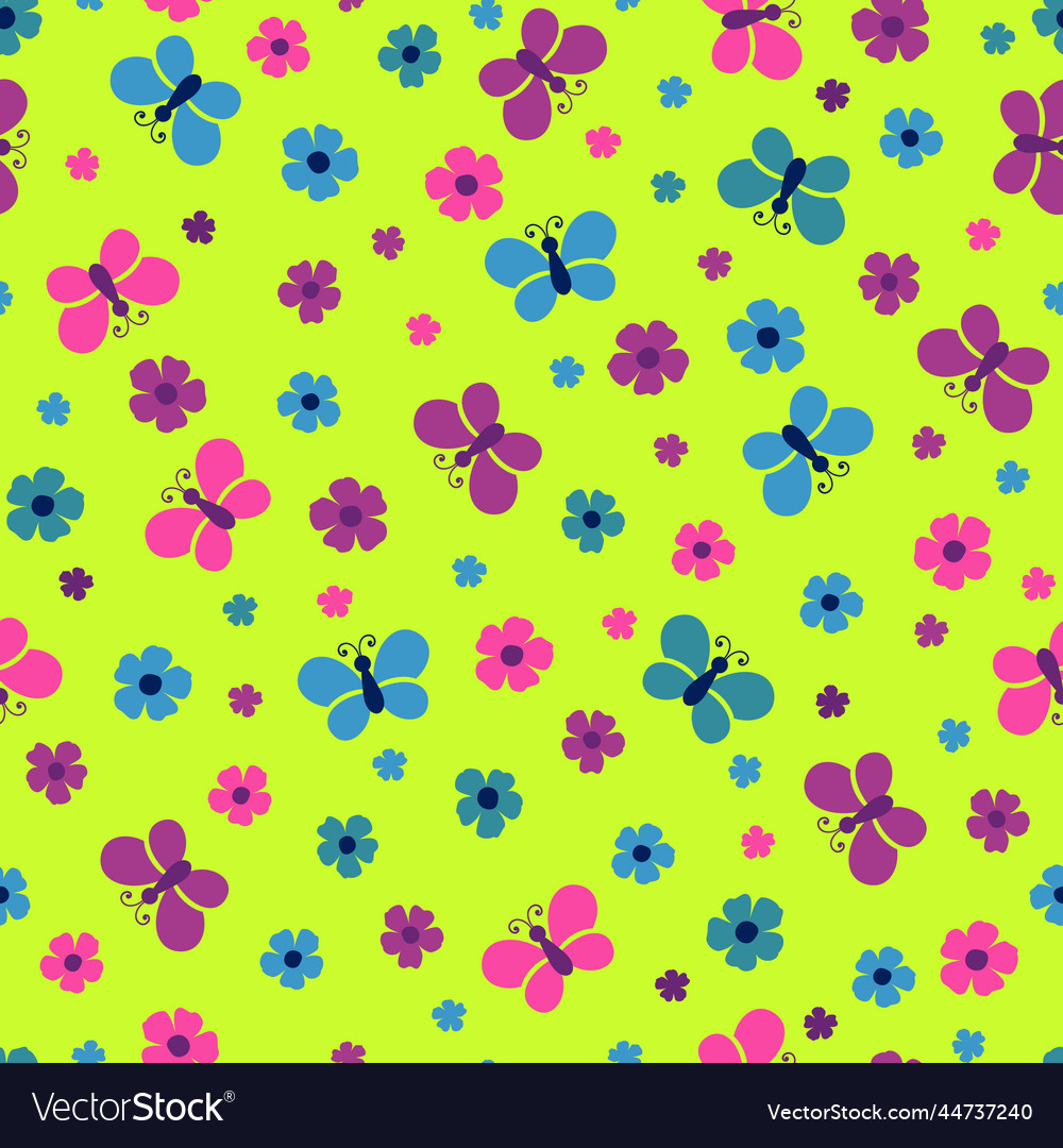 Bright seamless pattern with simple flowers Vector Image