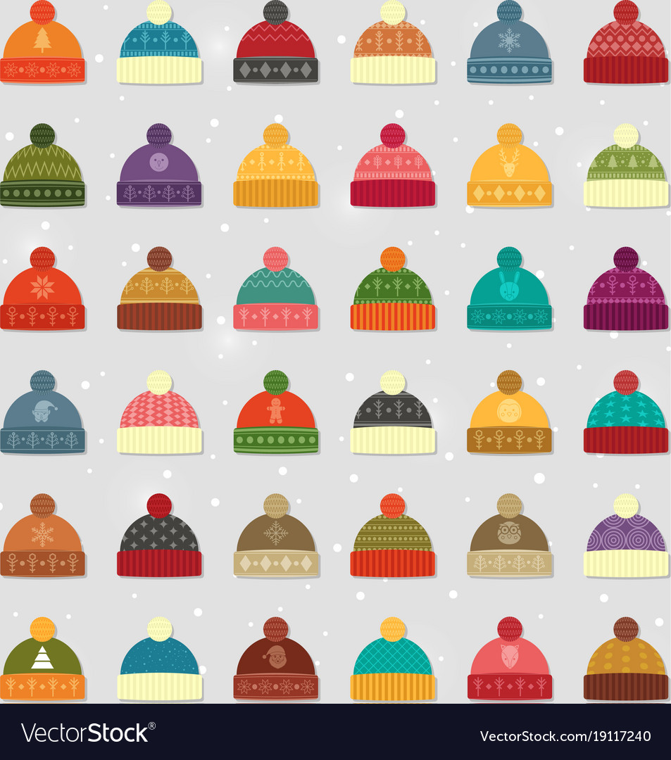 Colorful Winter Hats Set Royalty Free Vector Image