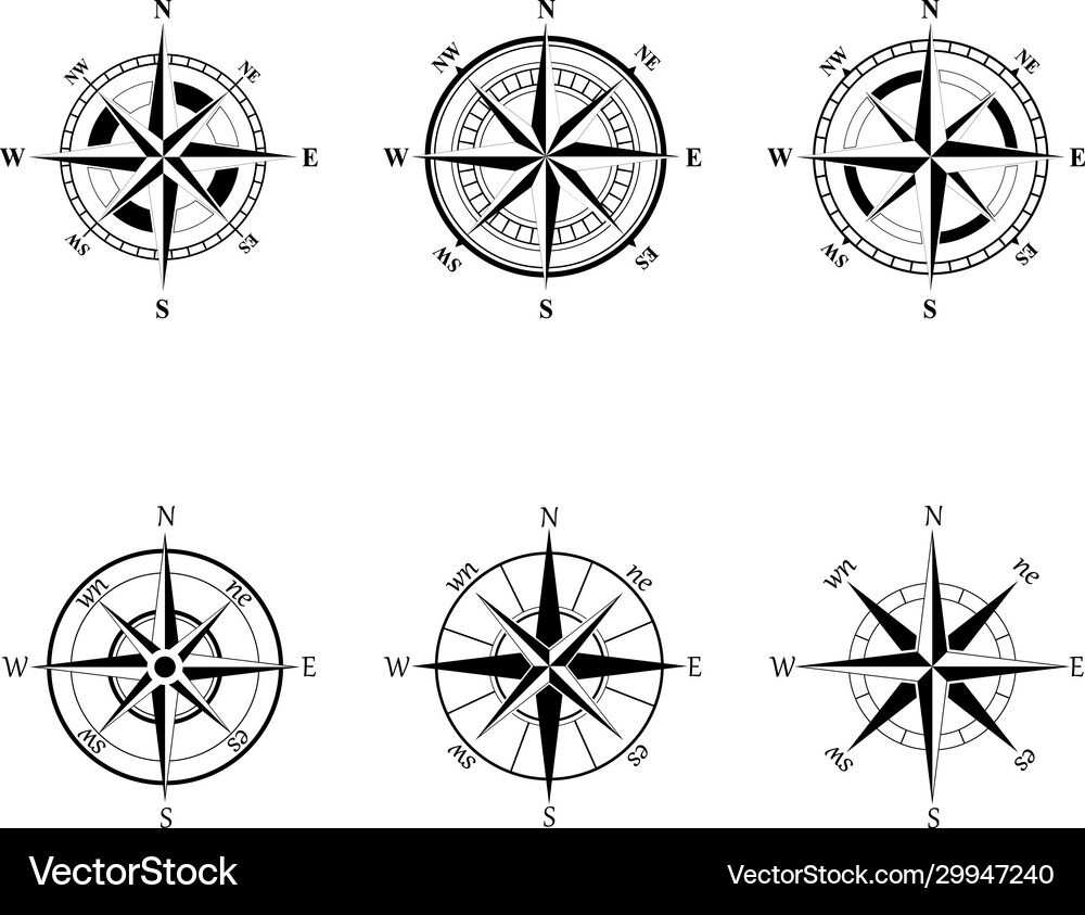 Compass signs and symbols Royalty Free Vector Image