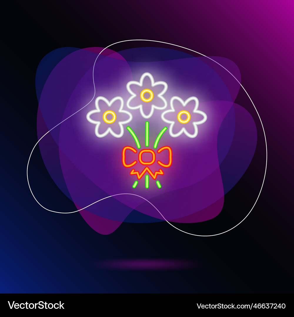 Daisy bouquet neon sign Royalty Free Vector Image