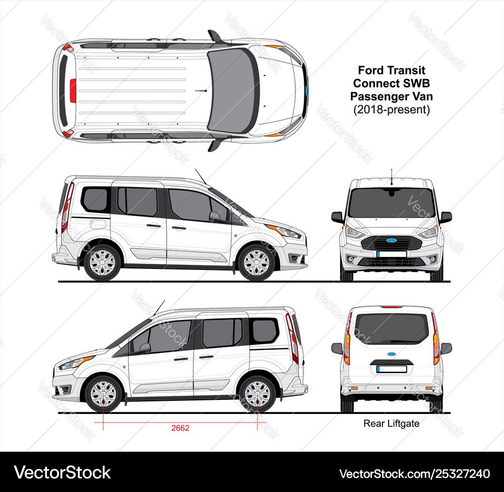 Ford transit connect swb passenger van 2018 Vector Image