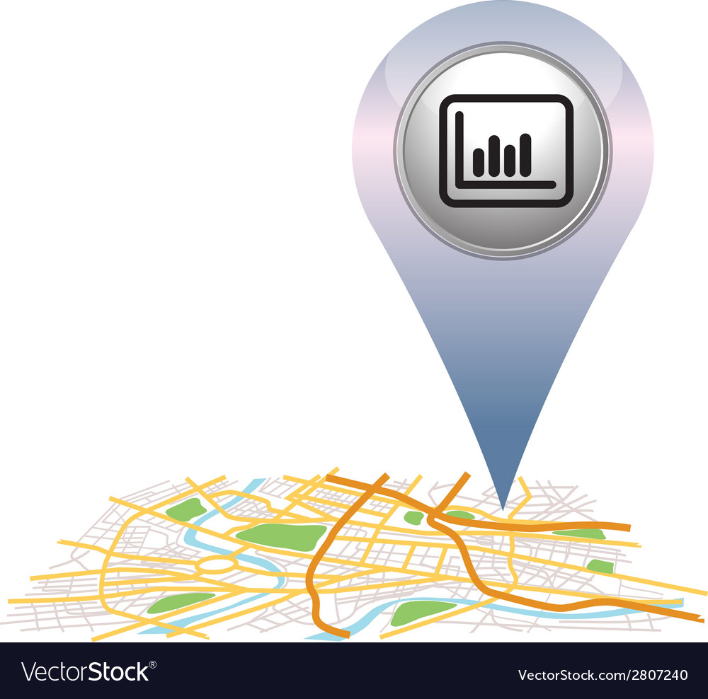 Graph pin pointer on map location Royalty Free Vector Image