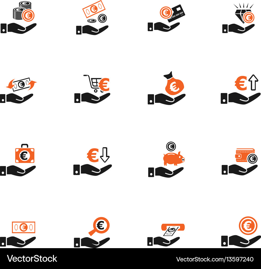 Hand and money icon set Royalty Free Vector Image