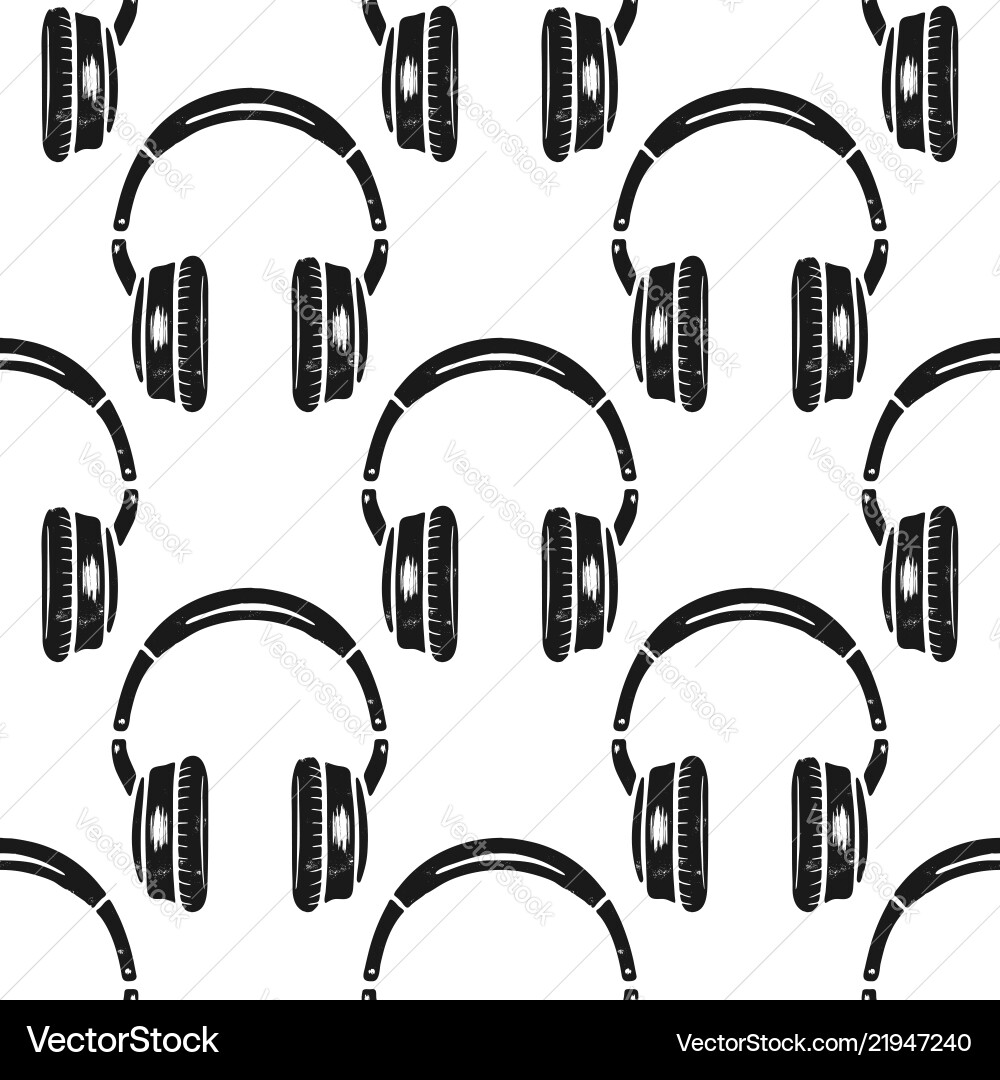 Headphones seamless pattern music symbol Vector Image