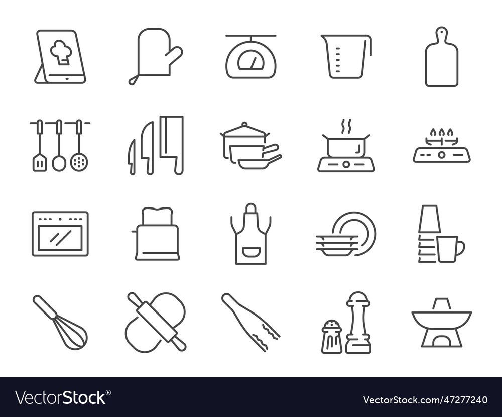 Kitchenware icon set Royalty Free Vector Image