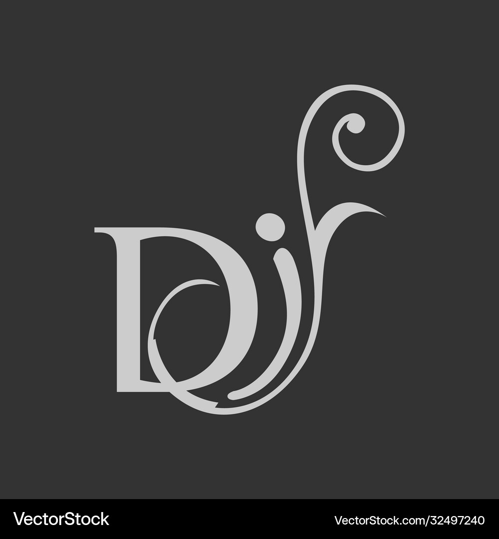 Letters di combination logo with swirl icon Vector Image
