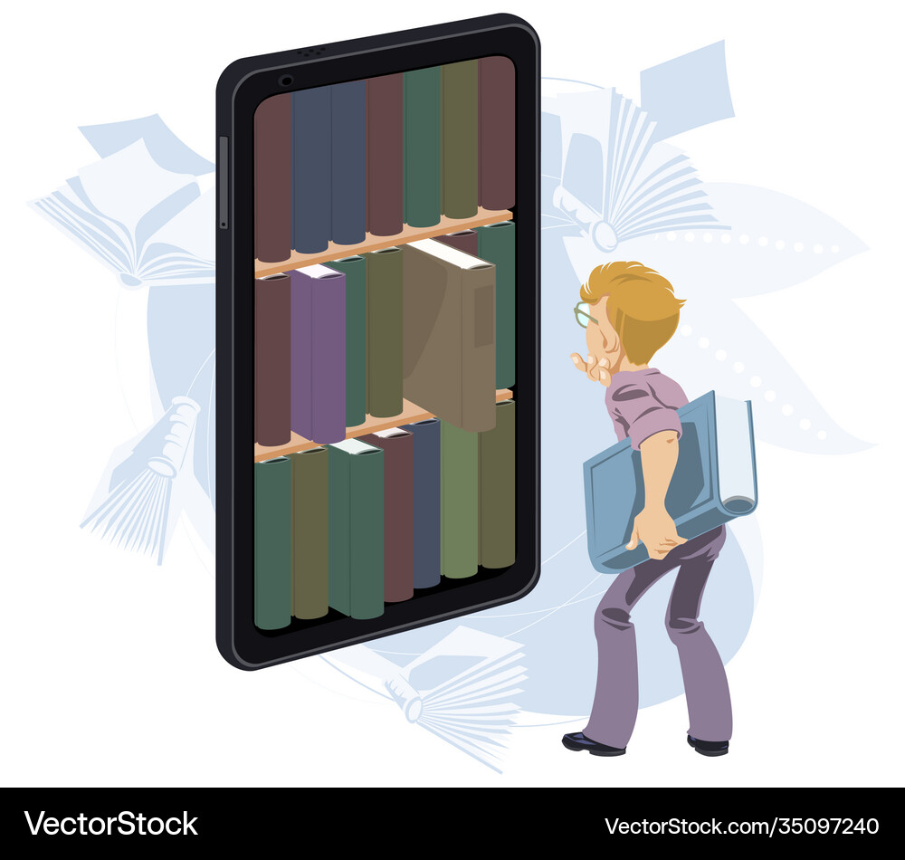 Media library literature web archive online Vector Image