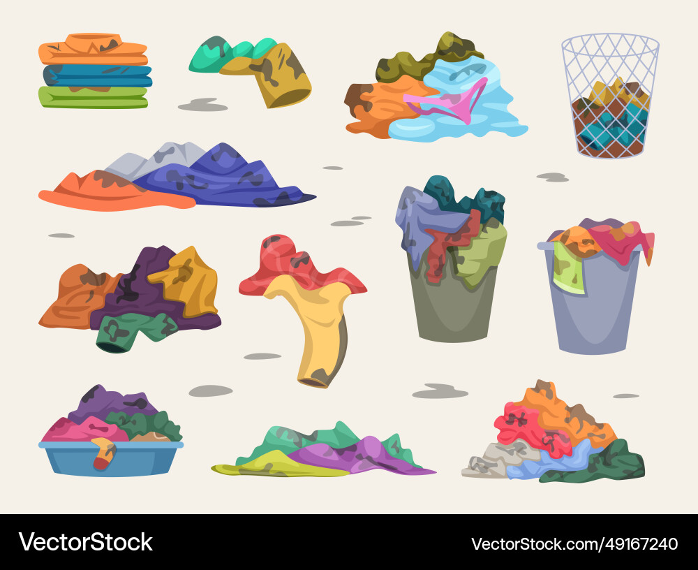 Messy clothes dirty wardrobe items in different Vector Image