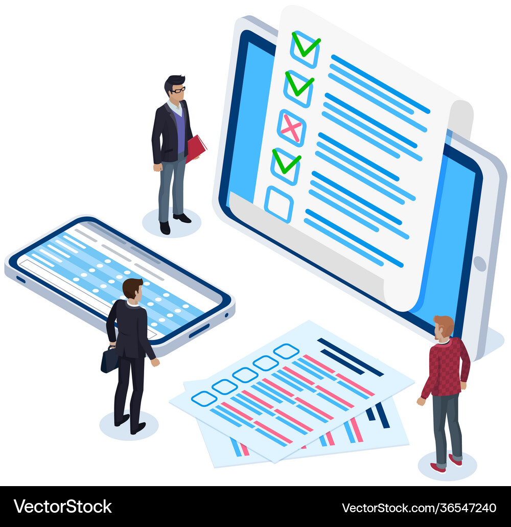 Online form survey on tablet Royalty Free Vector Image