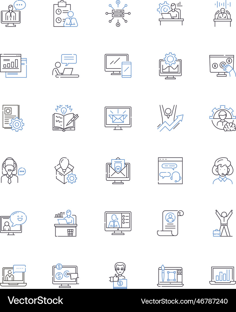 Operational enterprise line icons collection Vector Image