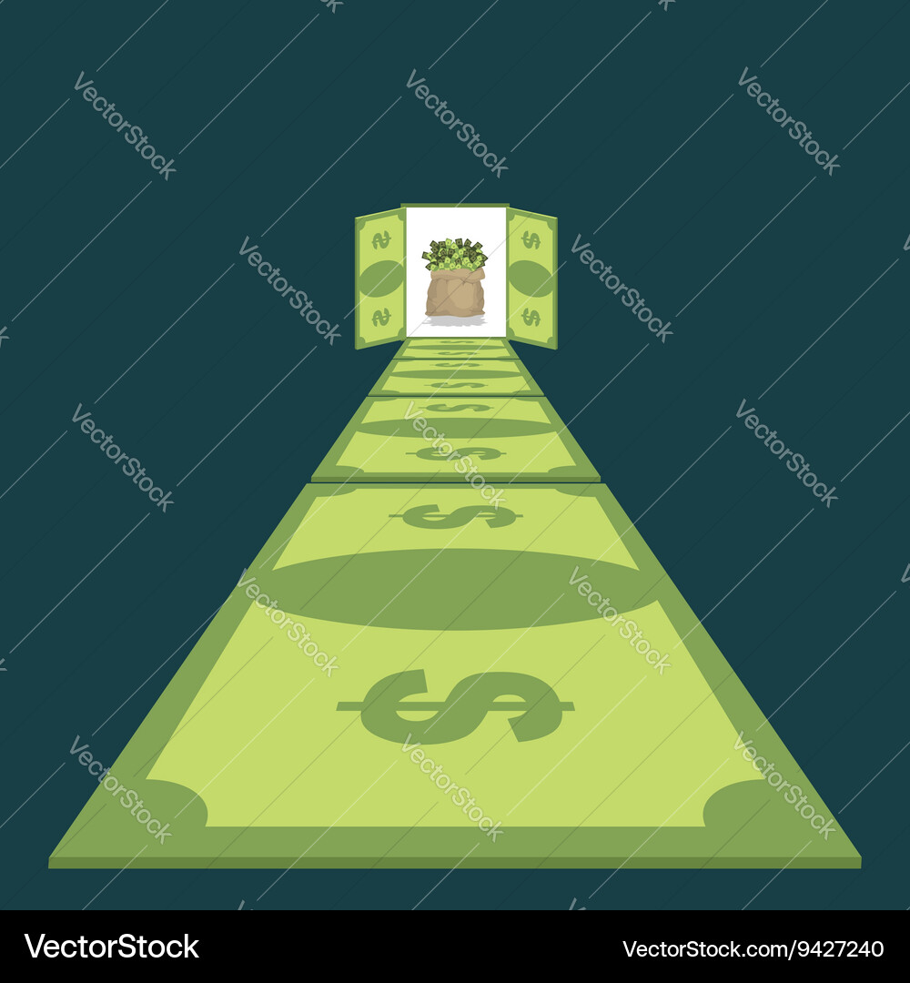 Road of dollars path to prosperity footpath Vector Image