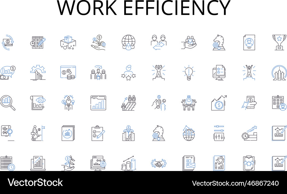 Work efficiency line icons collection agenda Vector Image