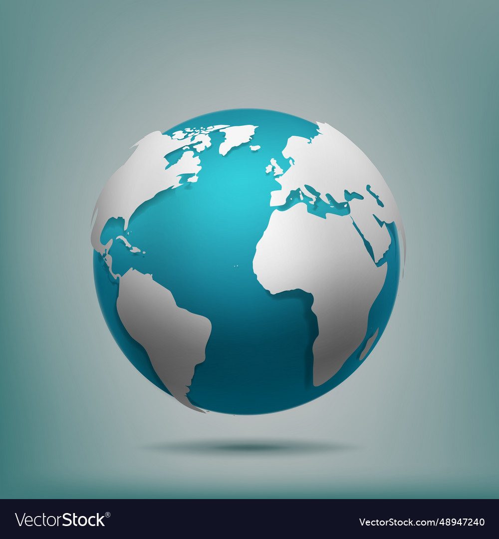 World globe 3d earth map global navigation Vector Image