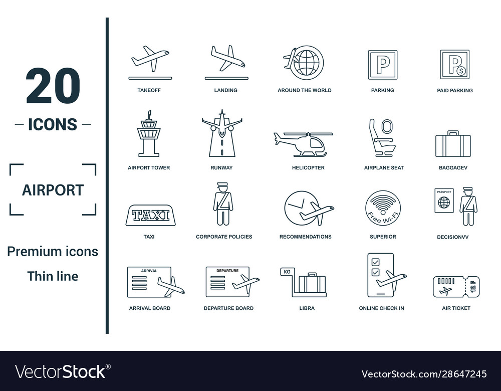Airport icon set include creative elements Vector Image