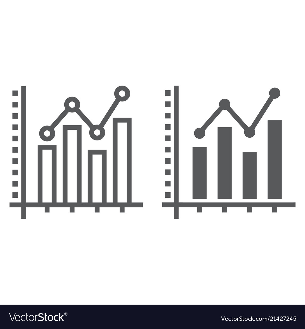Bar graph line and glyph icon growth Royalty Free Vector