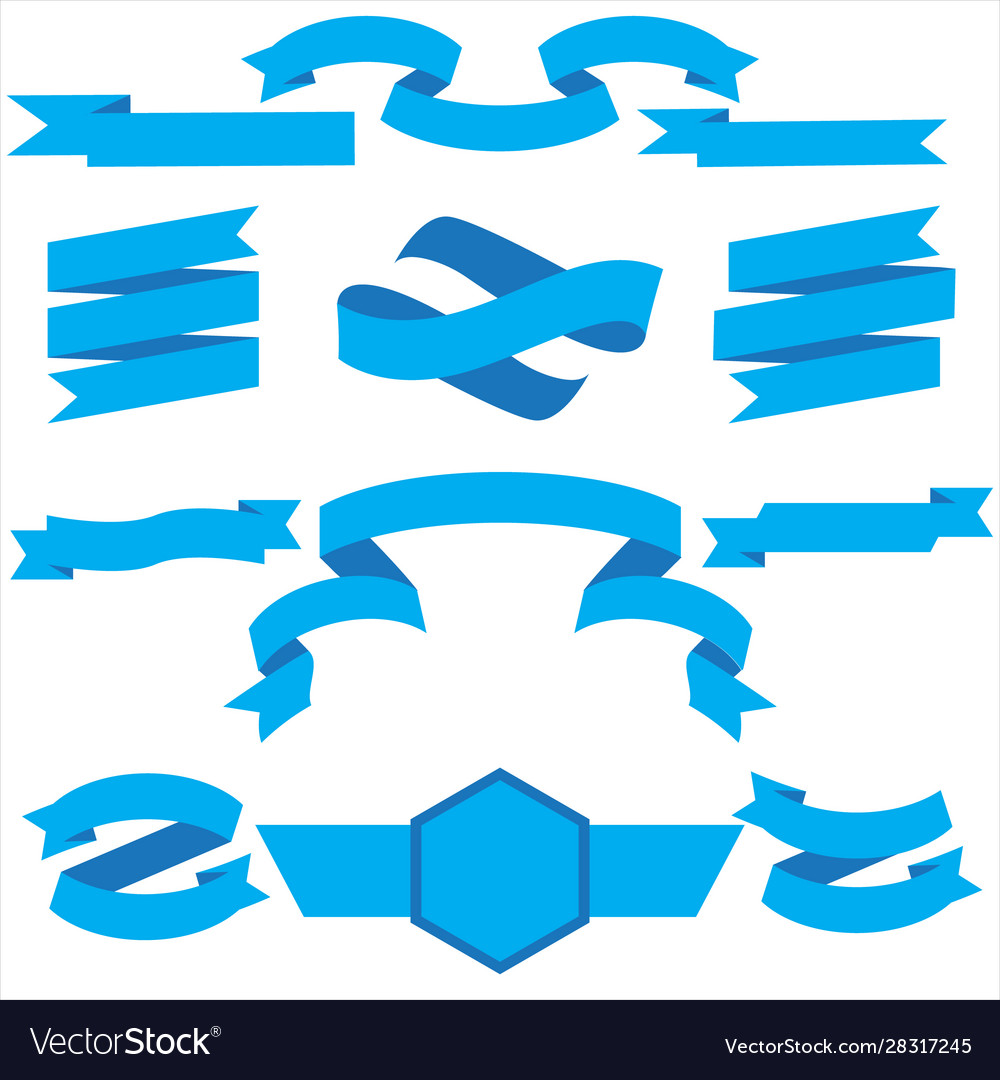 Blue ribbon set in isolated for celebration Vector Image