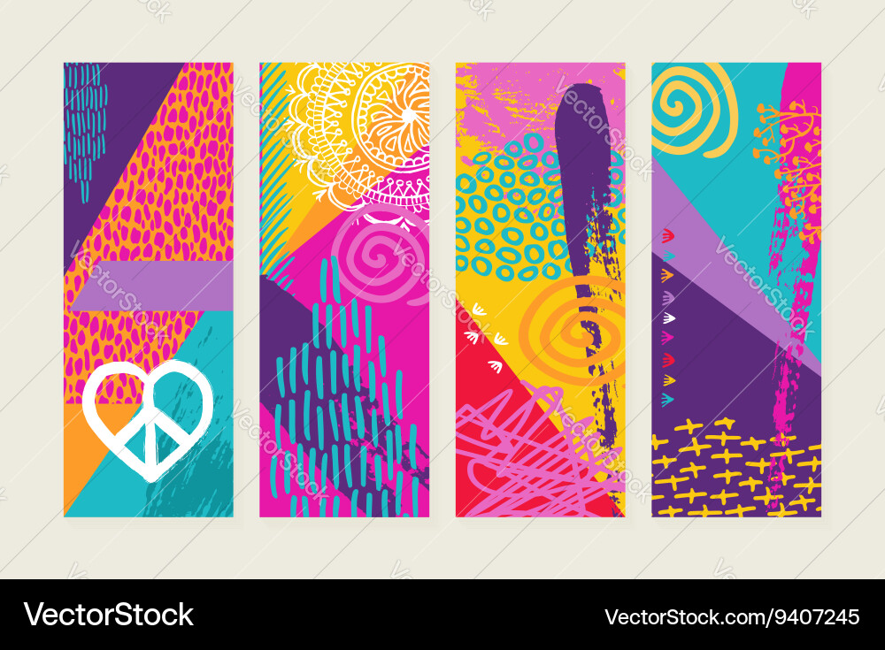Color summer set design with nature art elements Vector Image