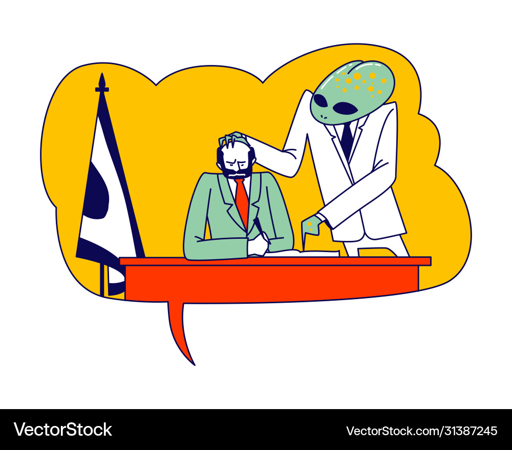 Conspiracy theory concept alien character wearing Vector Image