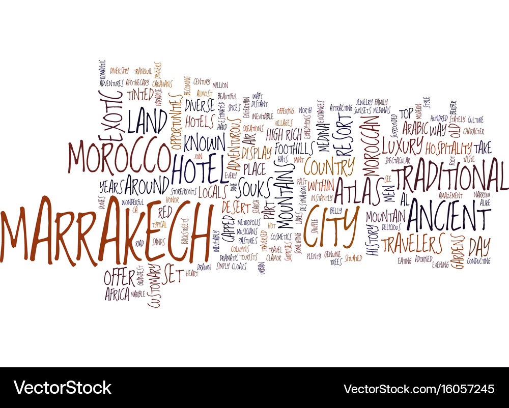 Essence of marrakech morocco text background Vector Image
