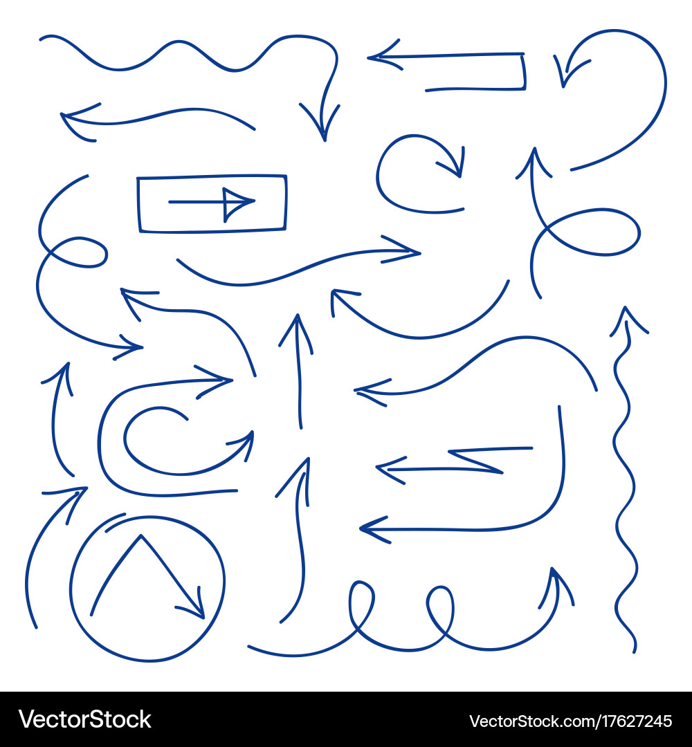 Hand drawn arrows set - ballpoint pen sketched Vector Image