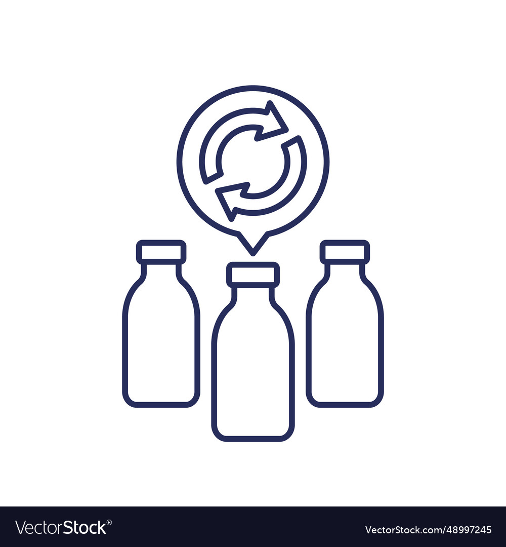 Recycling plastic bottles line icon Royalty Free Vector