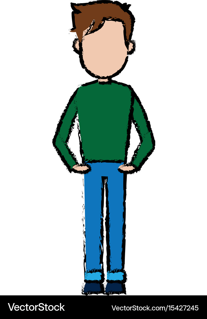 Standing man character male cartoon pose image Vector Image