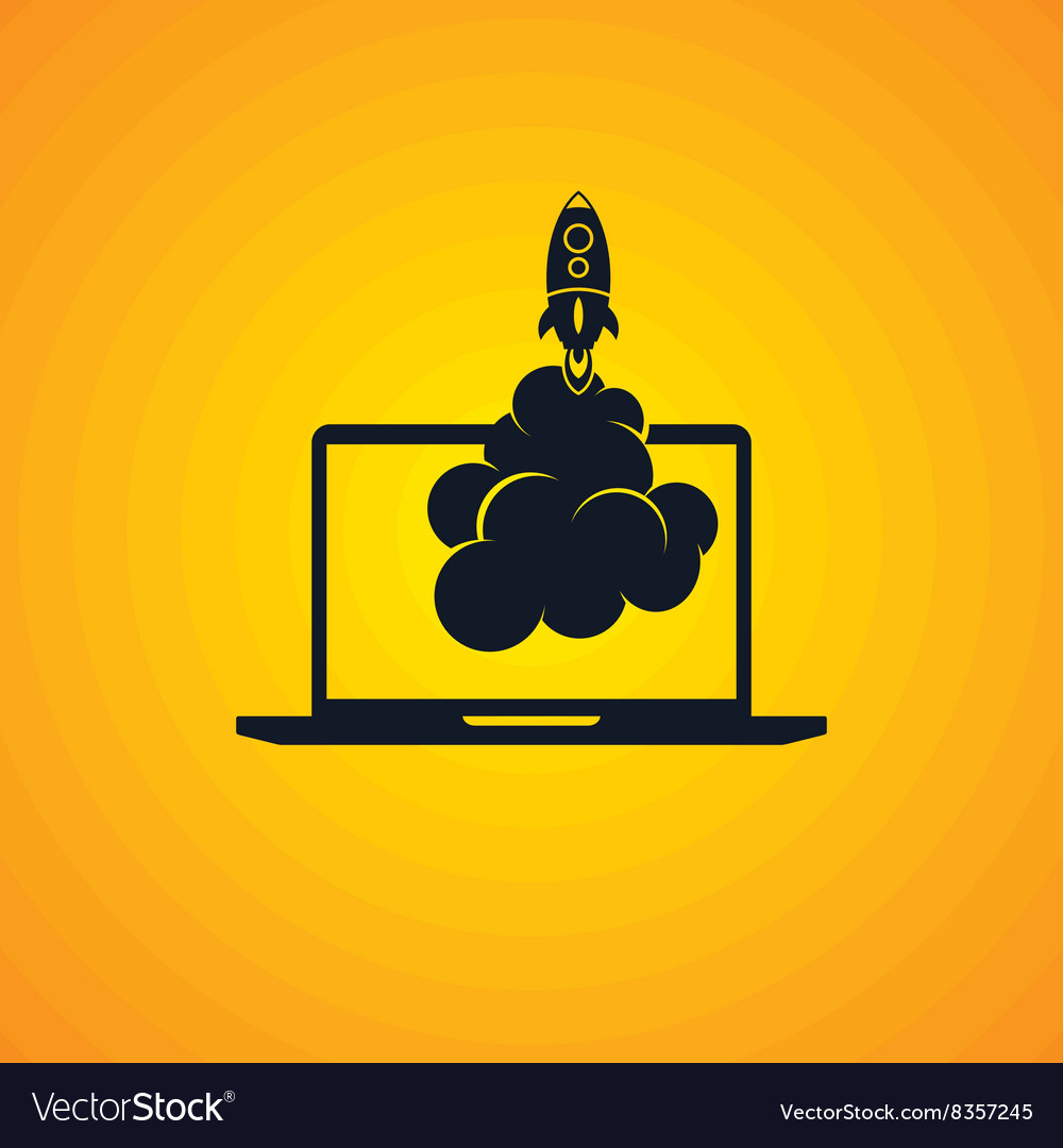 Start up program rocket computer boot Royalty Free Vector